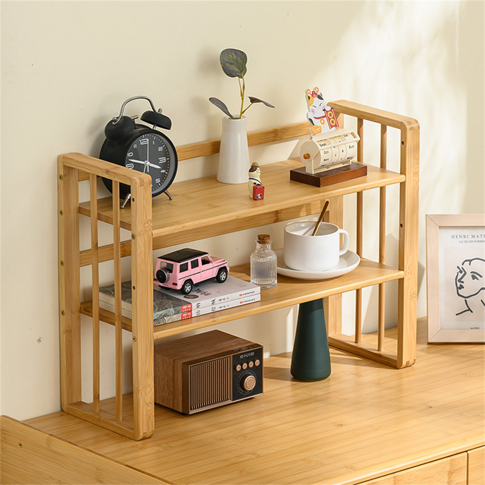 Latitude Run® Desktop Storage Shelf - Two-Tier Minimalist Bookshelf ...