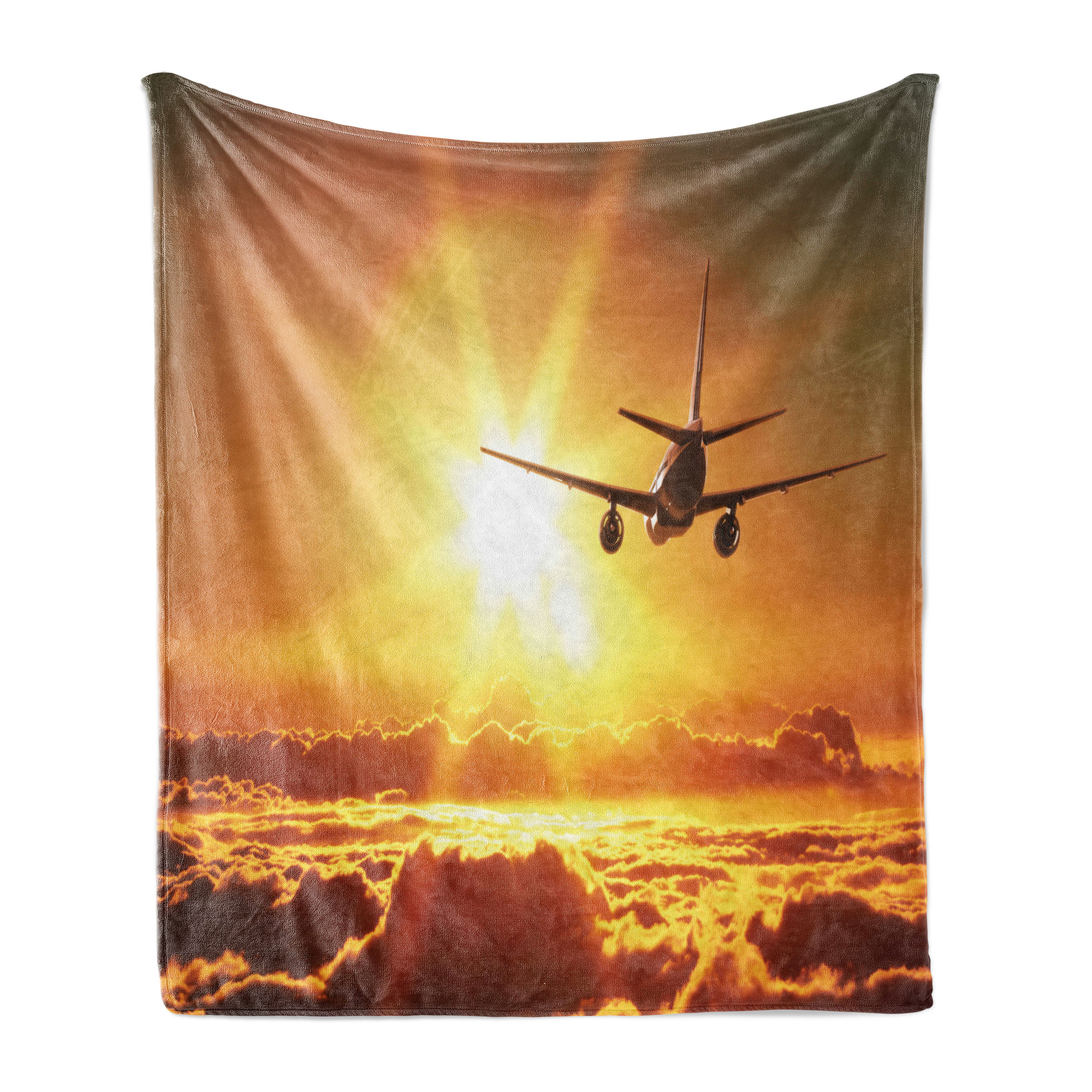 Ambesonne Scenery Fleece Throw Blanket Widebody Jet Air Plane ...