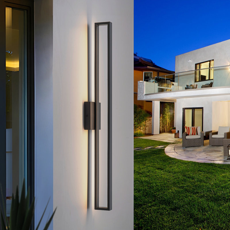 Ivy Bronx Aluminum Modern Linear Led Outdoor Wall Light | Wayfair