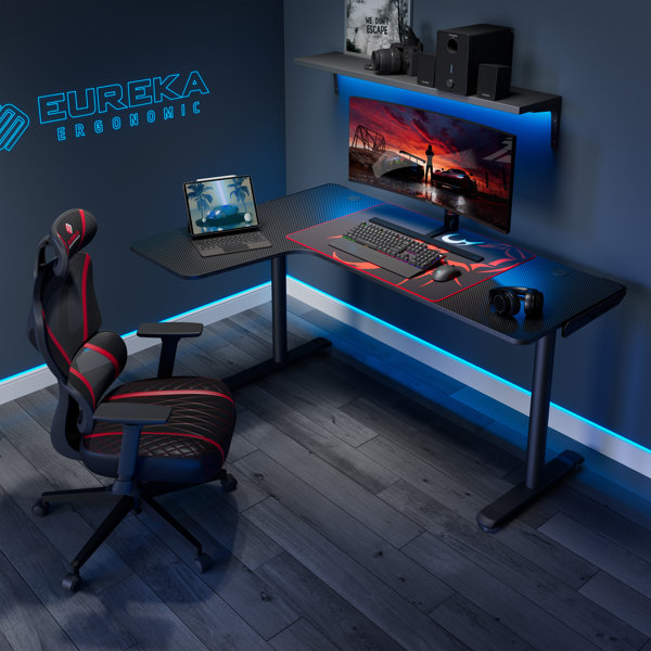 Eureka Ergonomic® L60 Gaming Desk - L Shaped Black Gaming Computer ...