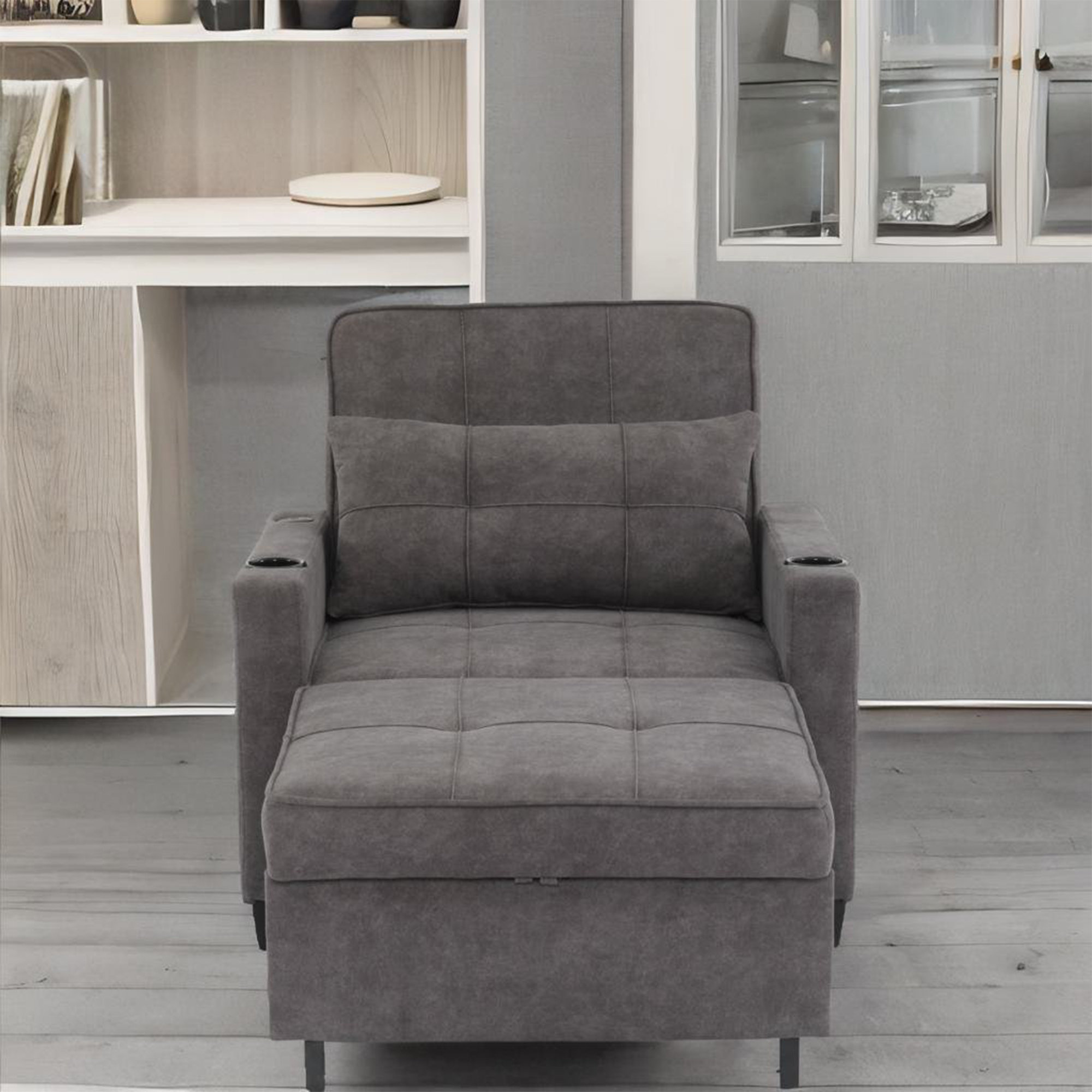 Hokku Designs Futon Chair Bed Convertible Chair 3-in-1 Pull Out Sleeper ...