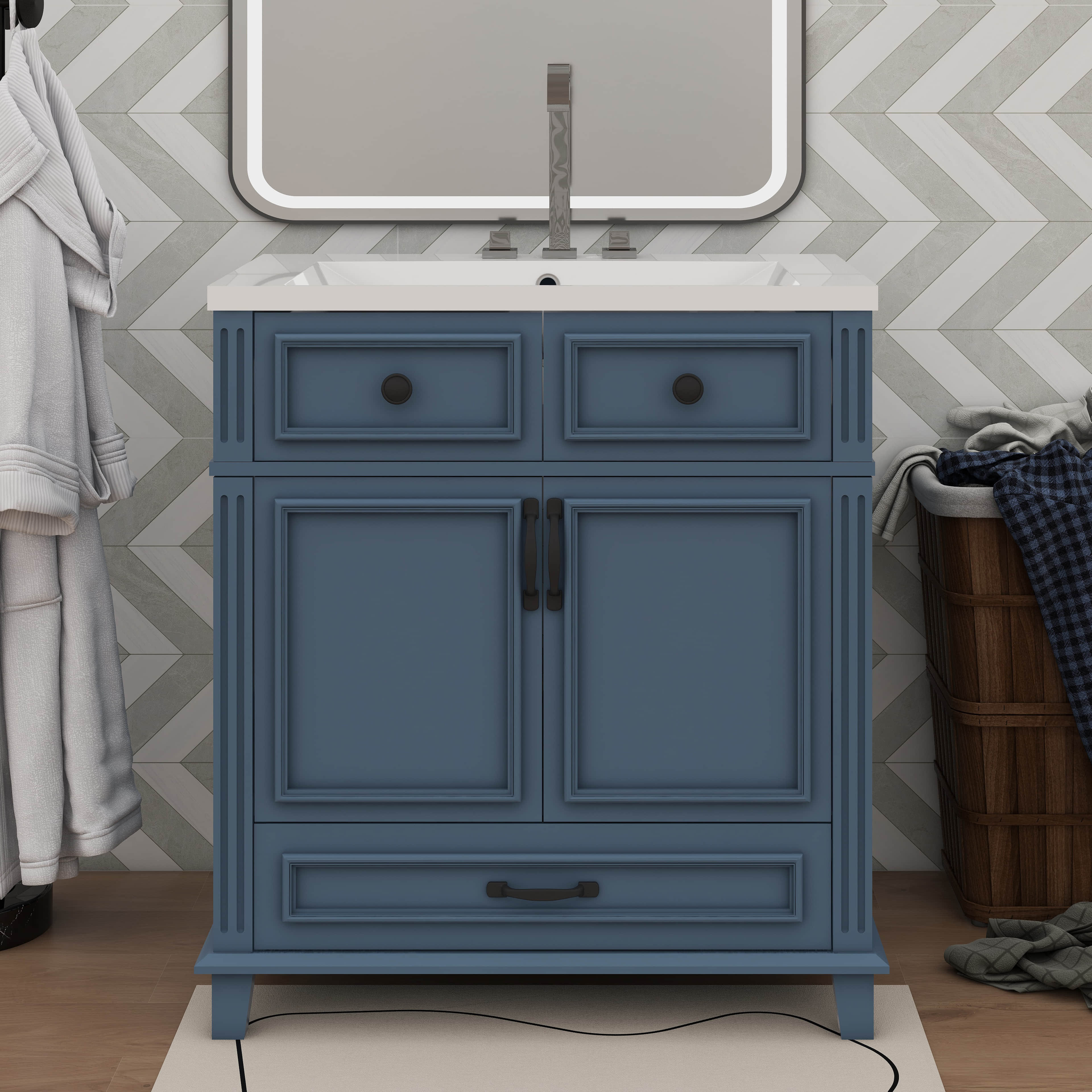 Winston Porter 30 Inch Bathroom Vanity Sink Unit With 2 Doors And 1 ...