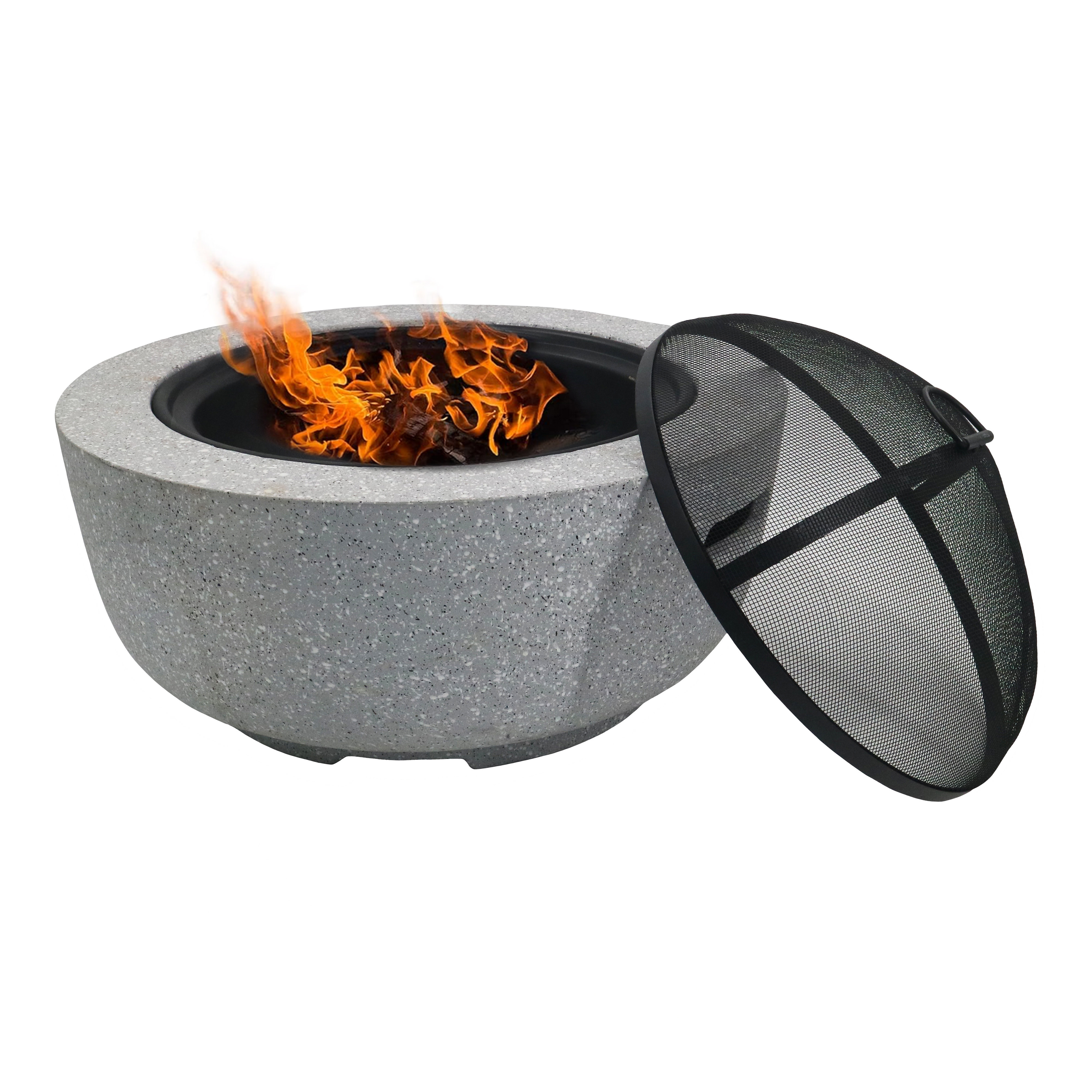 Arlmont & Co. Tayceon Outdoor Round Fire Pit Patio Wood Burning Fire ...