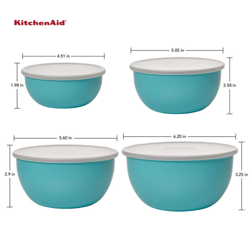 KitchenAid® 4 Pieces Prep Bowls with Lids, Aqua Sky & Reviews | Wayfair