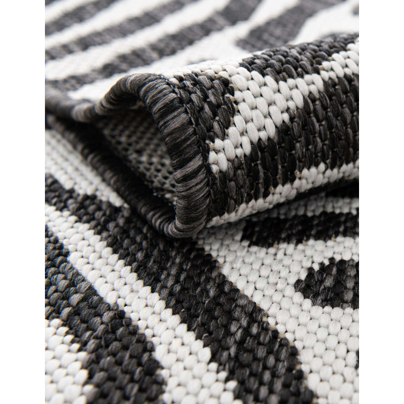 Unique Loom Geometric Machine Woven Polypropylene Indoor / Outdoor Area ...