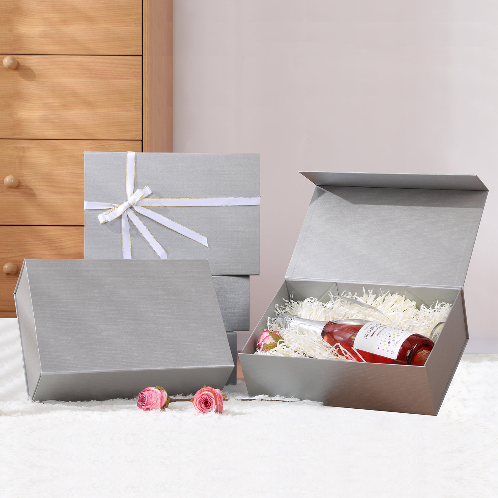 ELONG HOME Sliver Gift Boxes (set of 5) | Wayfair