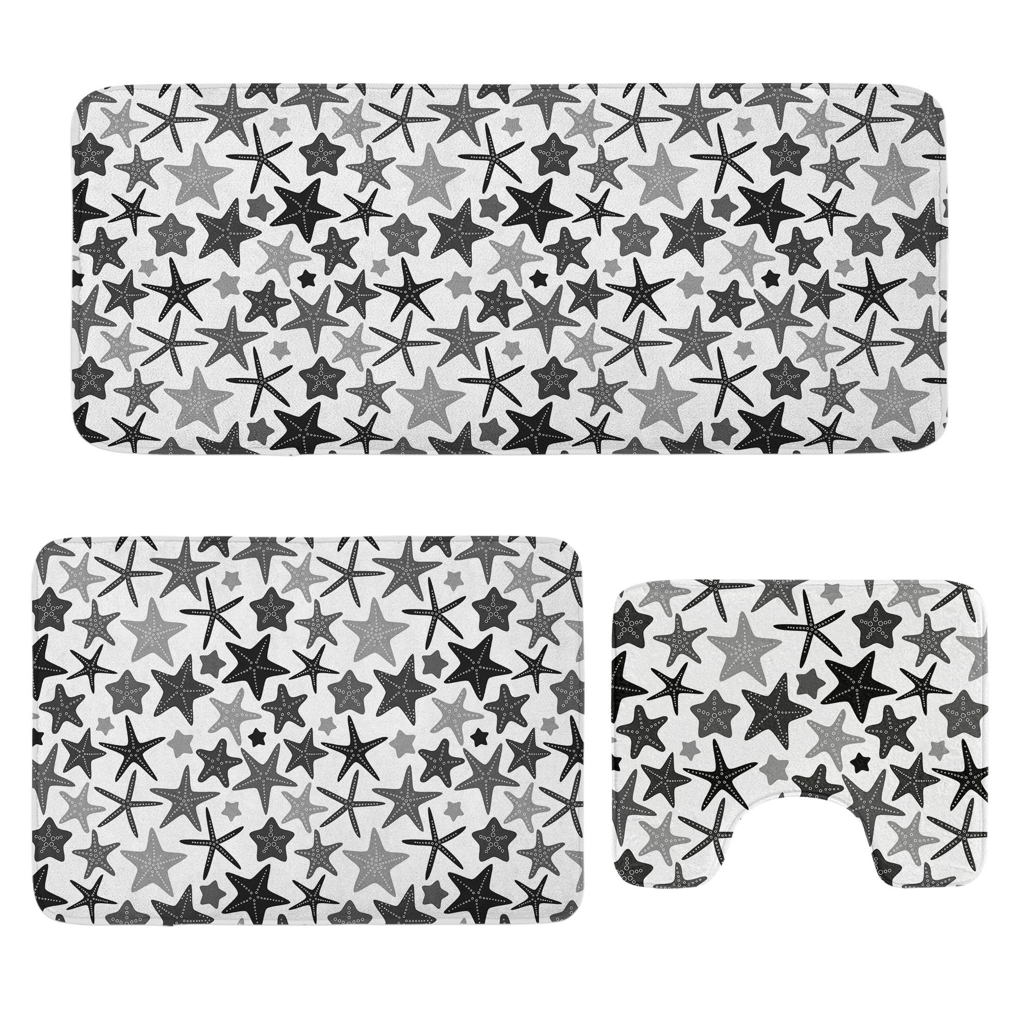Latitude Run® Dark Grey Bathroom Rug Set 3 Pieces U-Shape & Rectangle ...