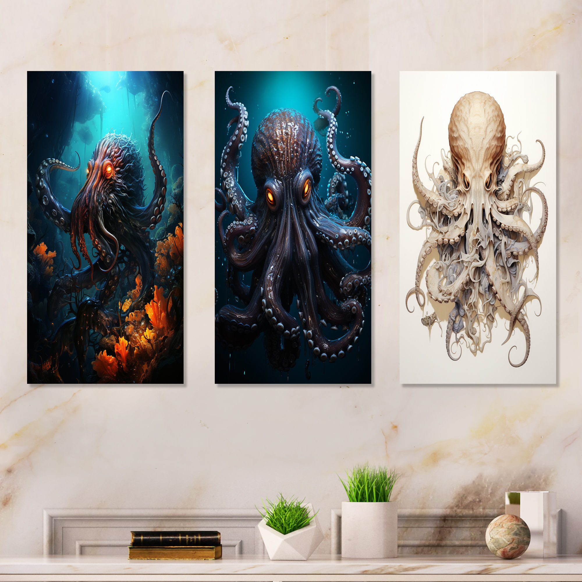 Beachcrest Home Superheros Octopus Warrior - Octopus/Squid Metal Wall ...