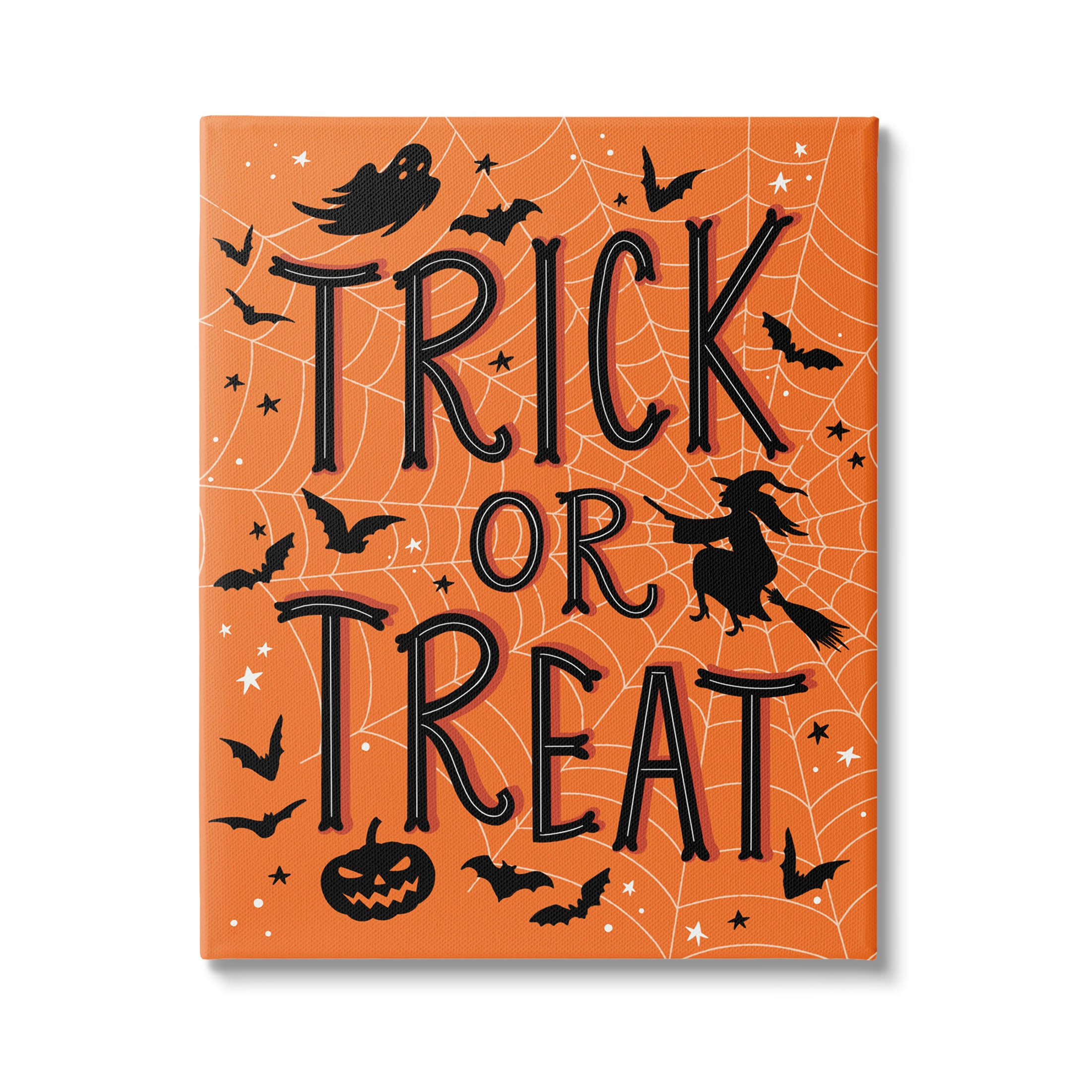 Stupell Industries Trick Or Treat Spider Web Canvas Wall Art By Nina ...