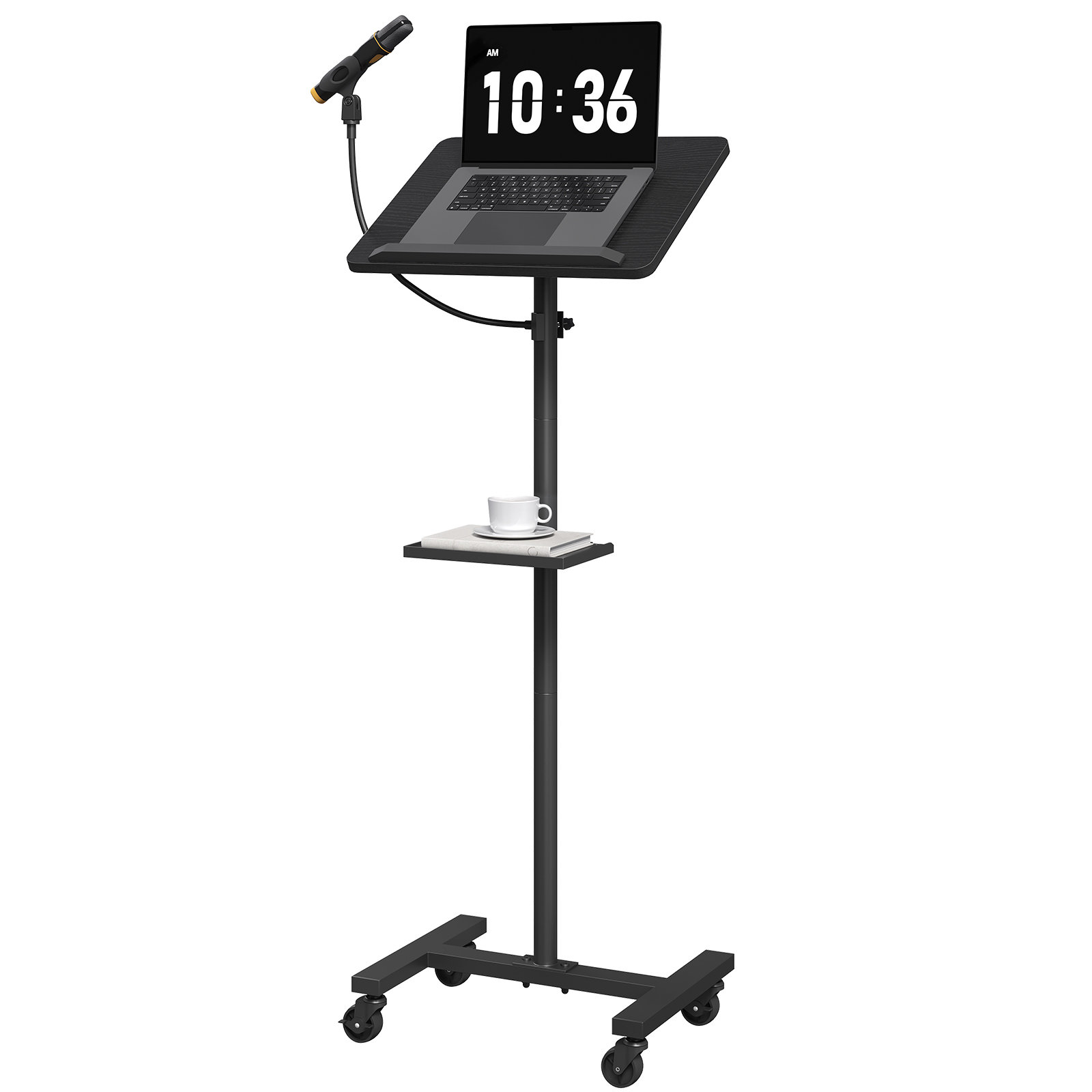 MAHANCRIS 43-Inch Black Adjustable Lectern With Casters | Wayfair