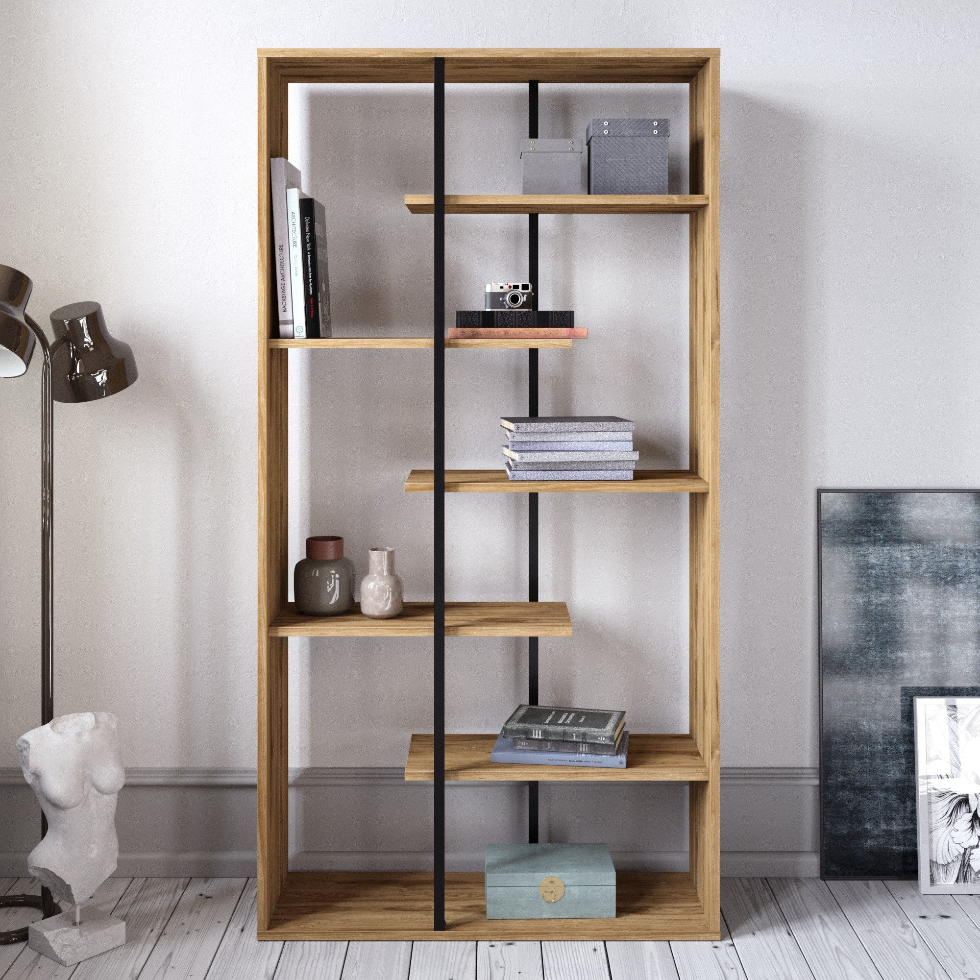 East Urban Home Geometric Bookcase | Wayfair