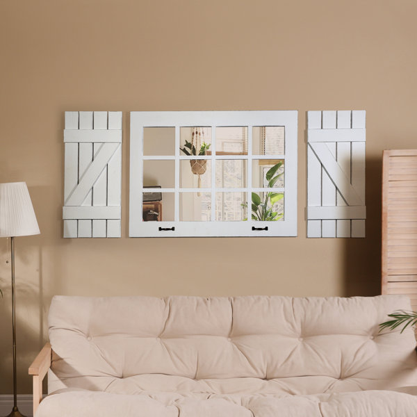 Gracie Oaks Window Mirror With Shutters (Window Mirrorx1,Shuttersx2 ...