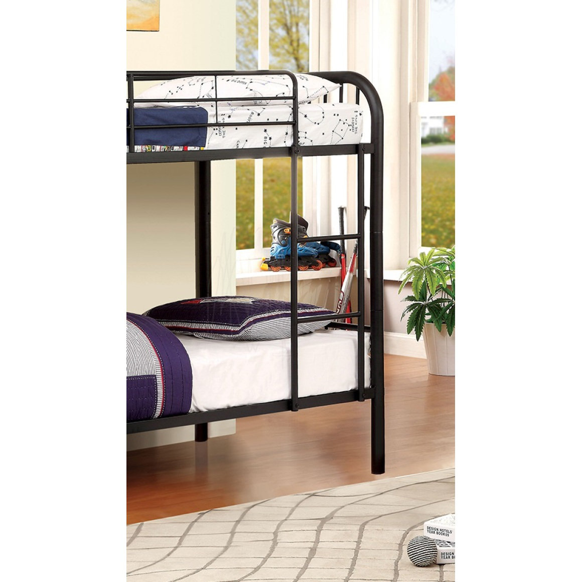 Everly Quinn Silver Finish Contemporary Style Twin Over Twin Metal ...