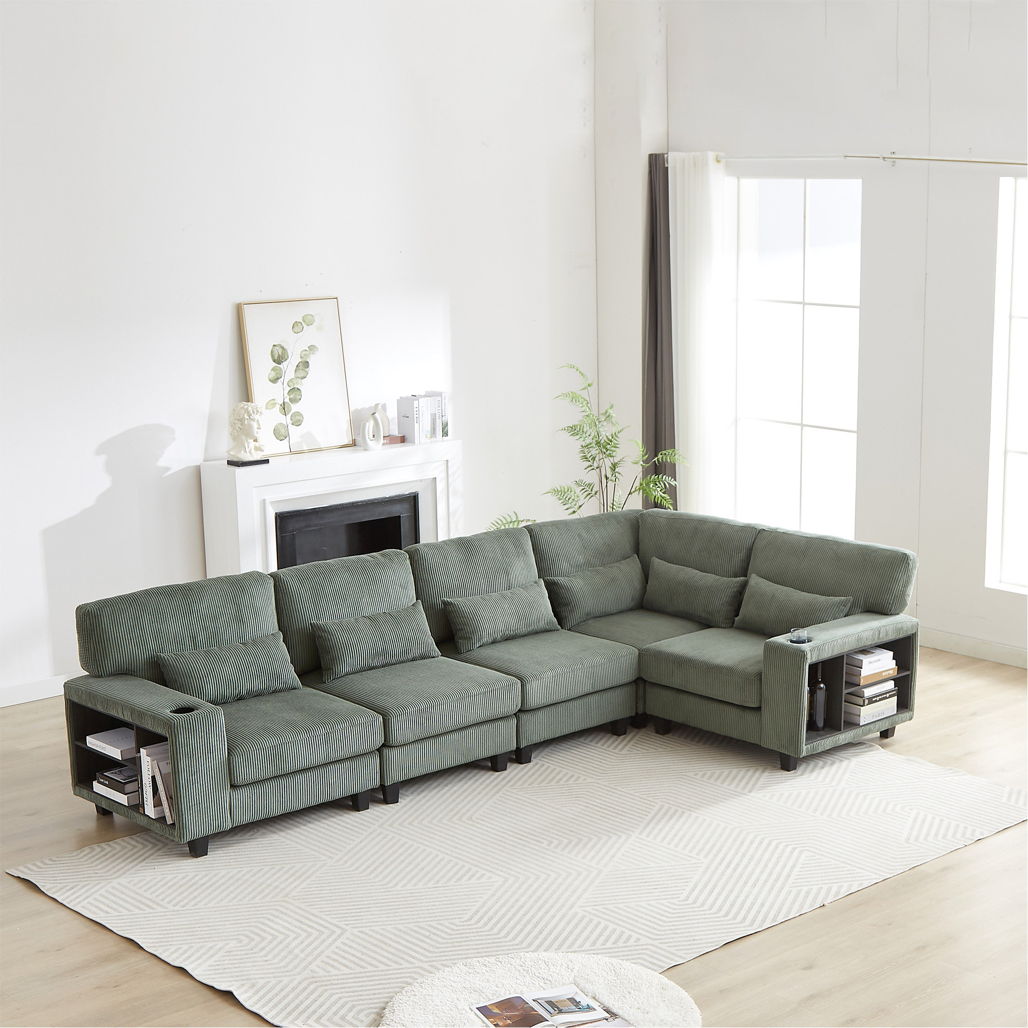 Latitude Run® Versatile L-Shaped Sectional Sofa With Multiple Functions ...