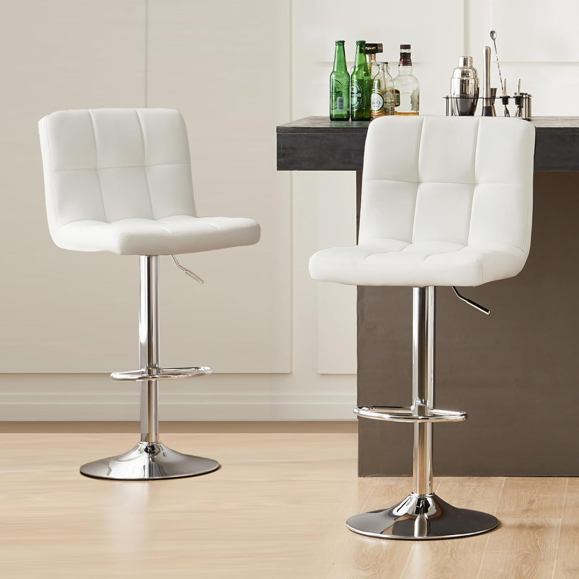 Latitude Run® Versatile Adjustable Bar Stools Set with Thick Cushion ...