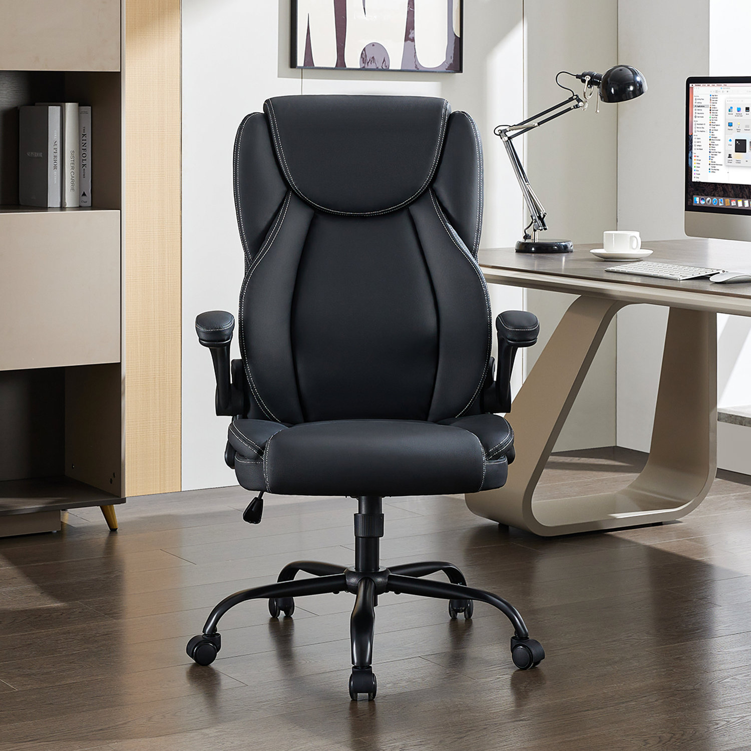 Inbox Zero Office Chair with Flip Adjust Armrests ,Computer Desk Chair ...