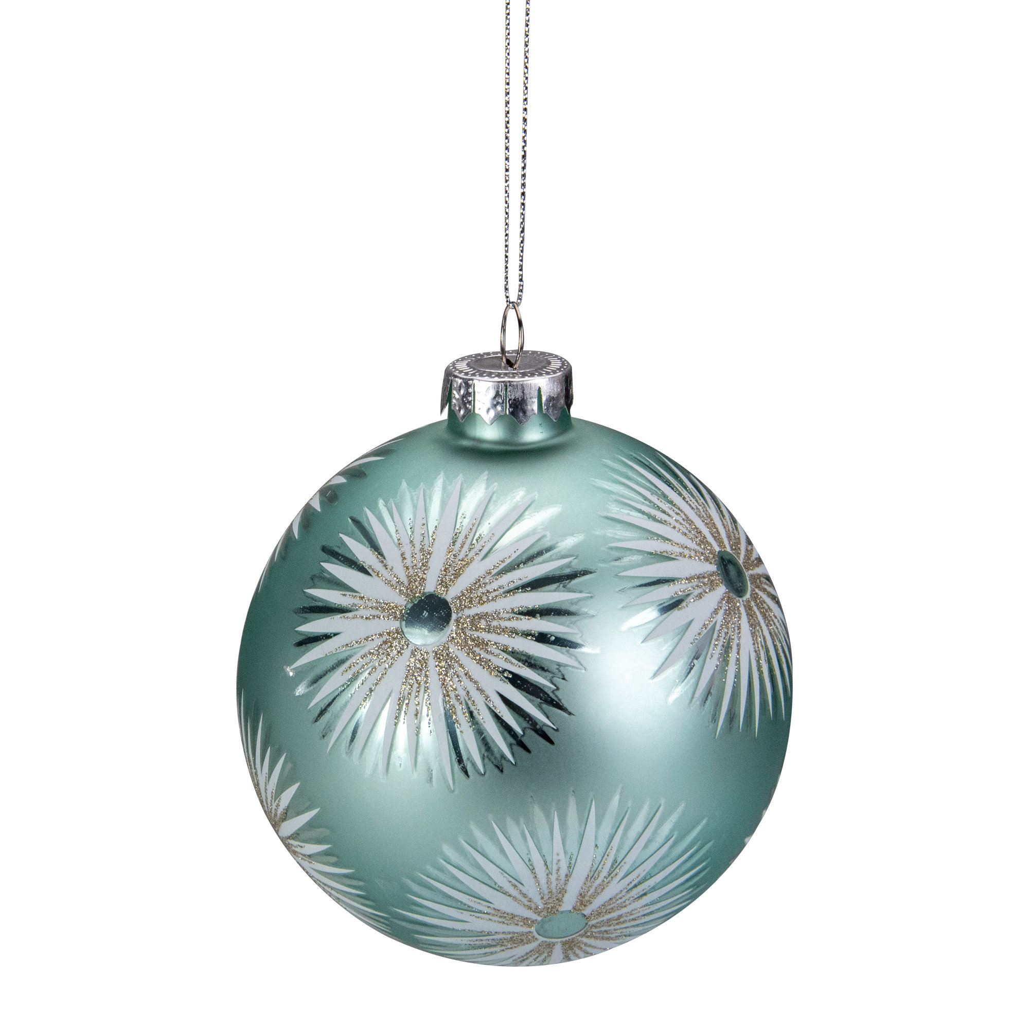 Northlight Seasonal 4" Glittered Mint Green Starburst Glass Christmas ...