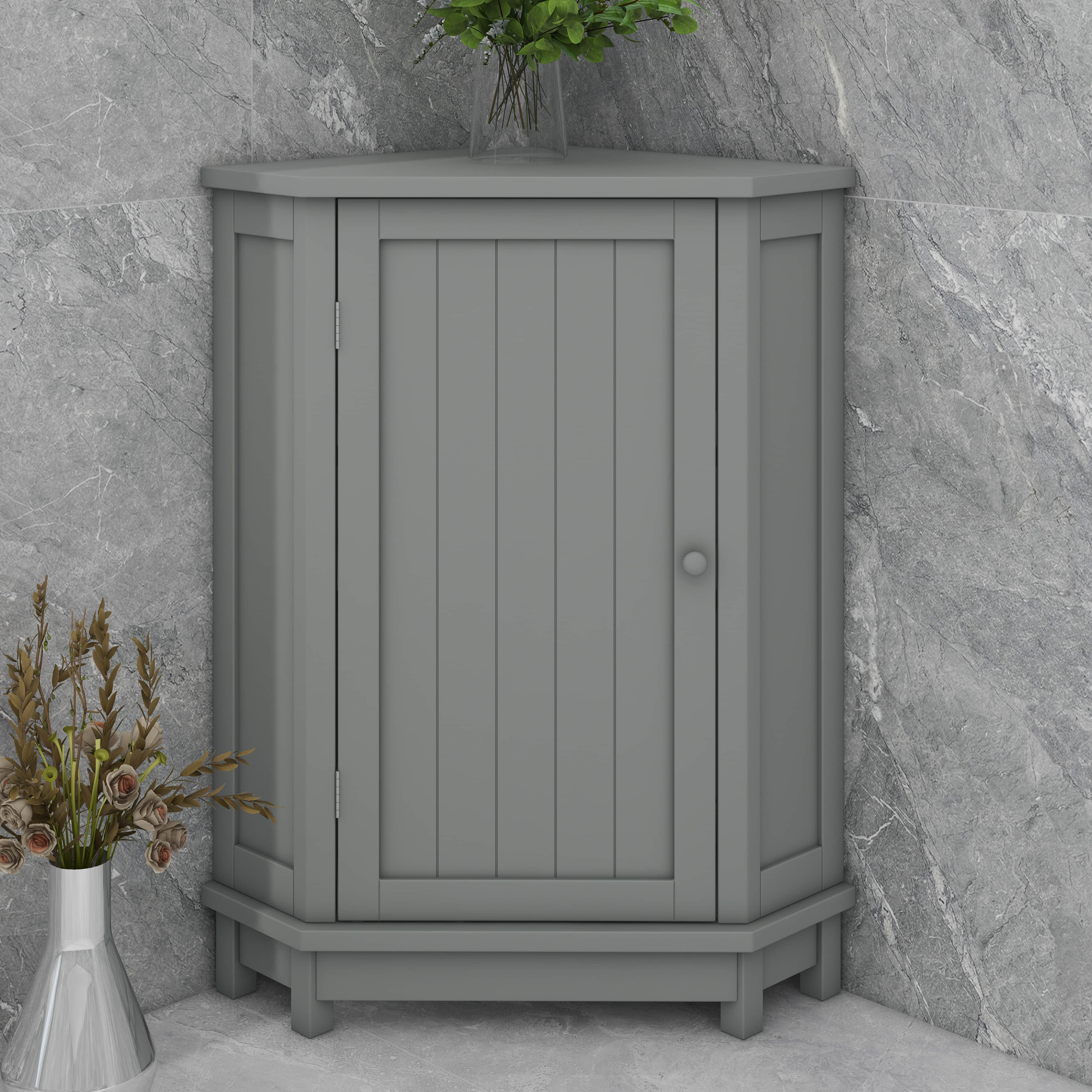 Lark Manor™ Triangle Corner Bathroom Cabinet Adjustable Shelf | Wayfair