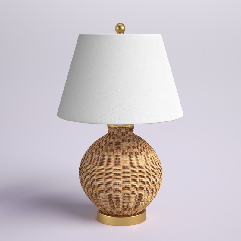 Beachcrest Home™ Debi 23 Inch, Natural/Brass, Rattan/Iron Table Lamp ...