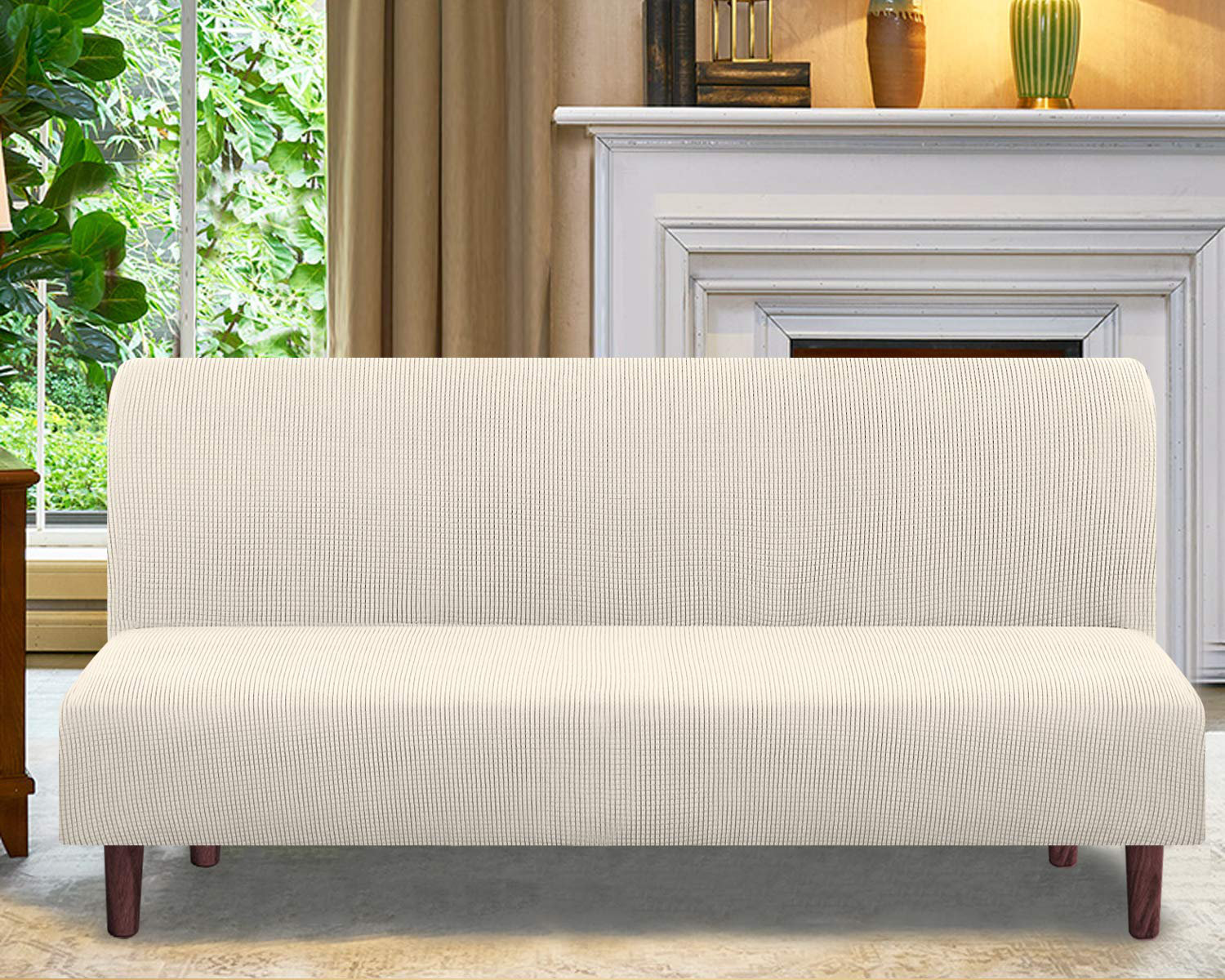 Latitude Run® Stretch Armless Futon Cover Futon Slipcover Full Queen ...