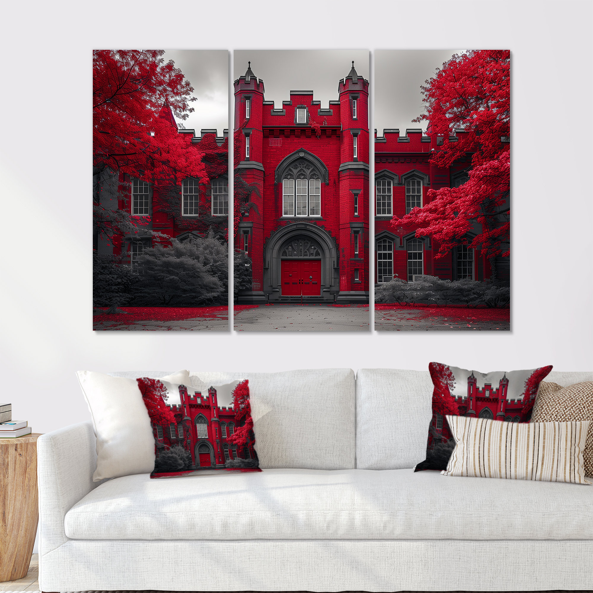 Latitude Run® Monochrome Grey And Red University Building III - College ...