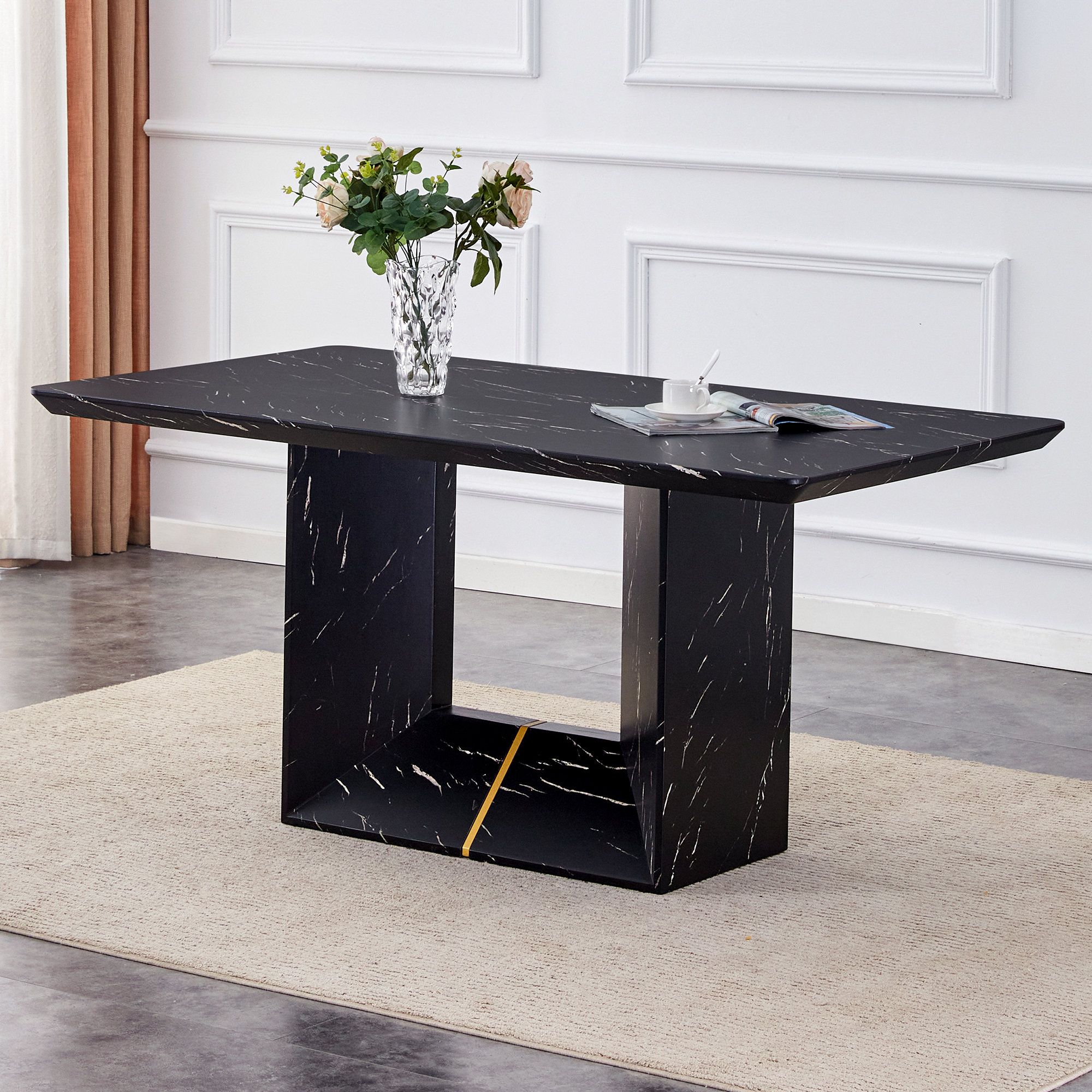 Everly Quinn Rectangle Pedestal Dining Table | Wayfair