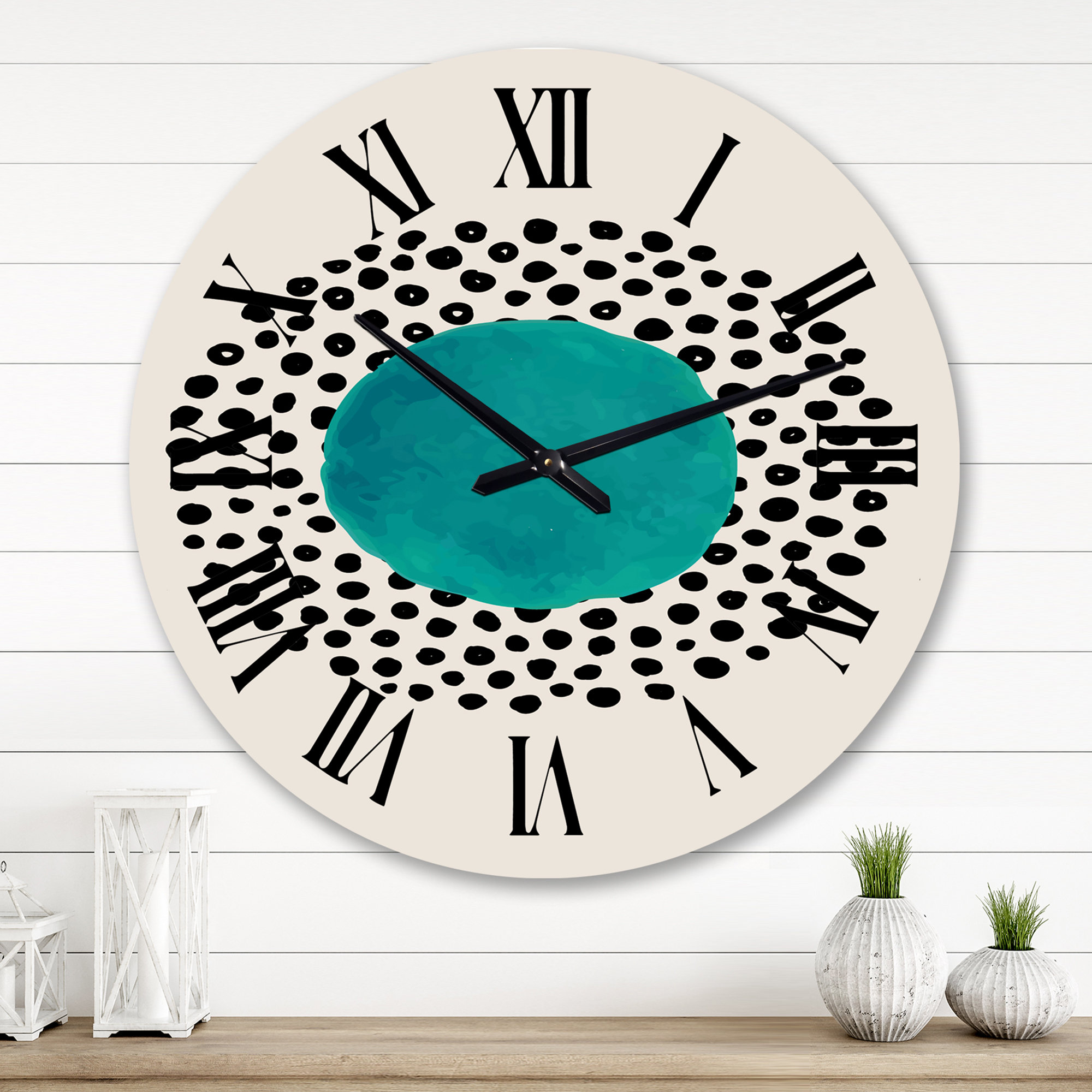 East Urban Home Abstract Composition Vintage Geometry VIII Wall Clock ...