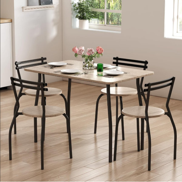 Ebern Designs Anjonette 5 - Piece Solid Wood Top Dining Set | Wayfair