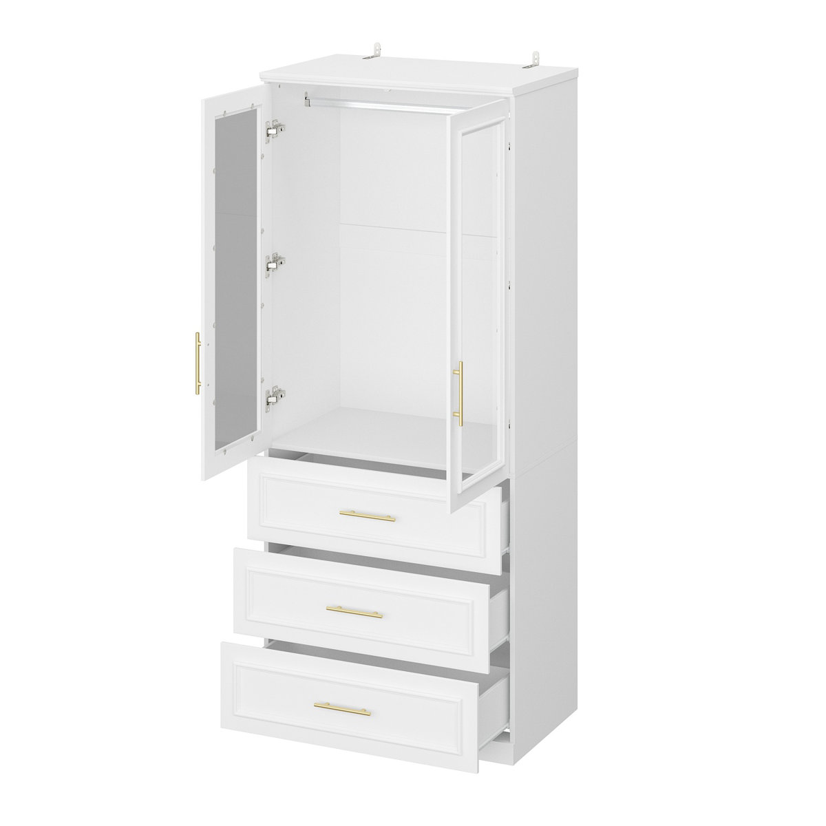 Lark Manor™ Angenita 74.9'' H 6 Glass Door Armoire w/ Hanging Rod & 3 ...