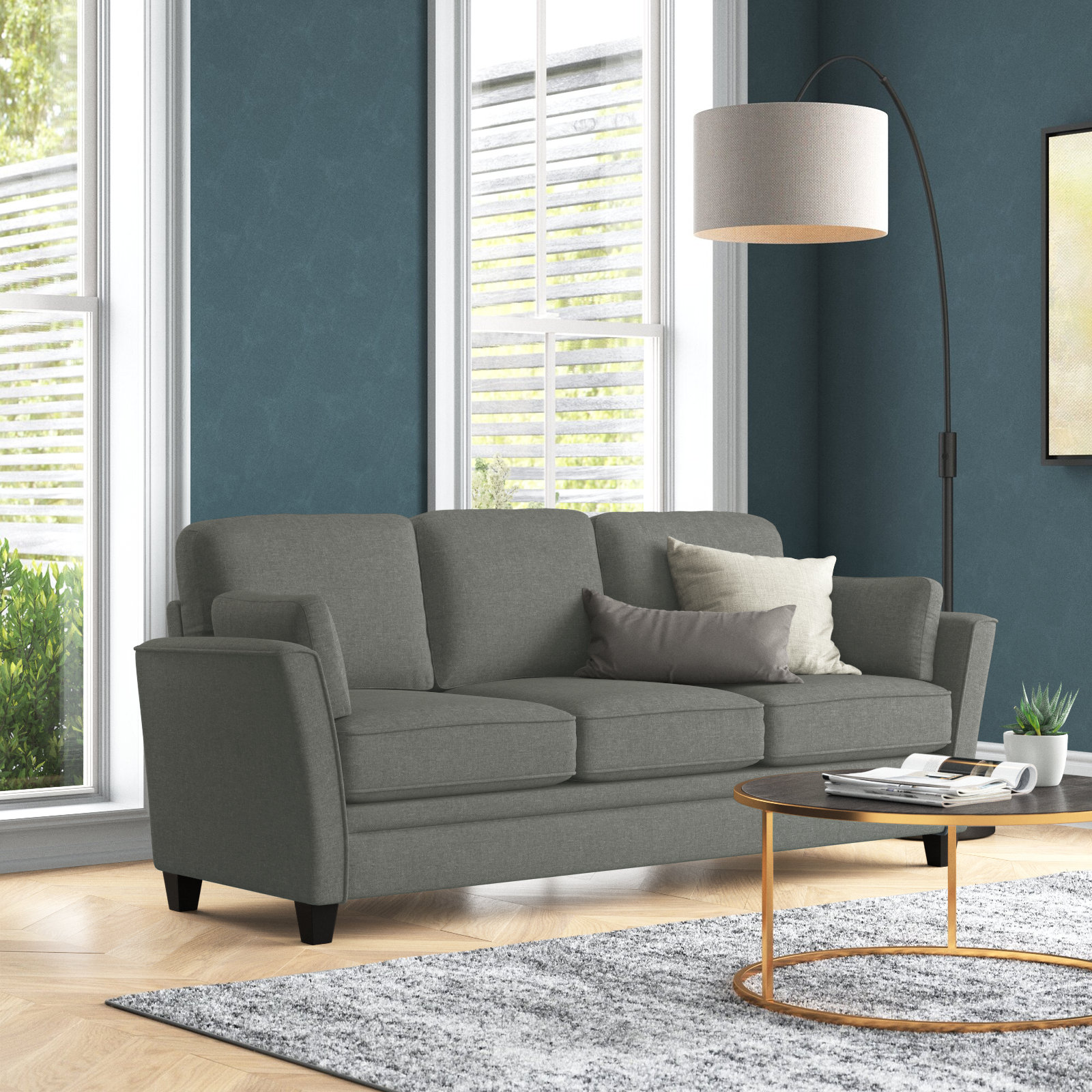 Lark Manor Aldrena 81.5'' Modern Upholstered Flair Arm Couch Sofa ...