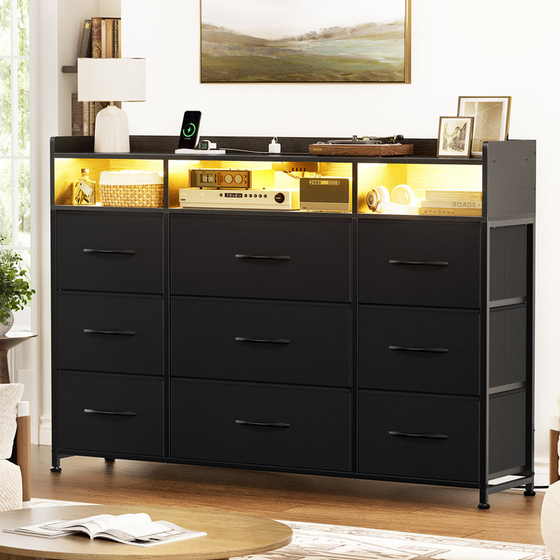 Wade Logan® Cheo 9 - Drawer Dresser With 2-Tier Open Shelf, Dresser ...