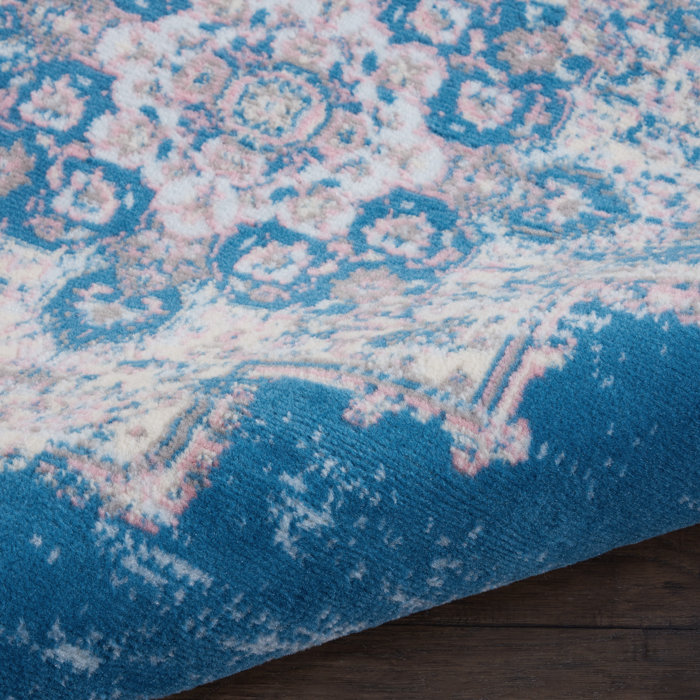 Bungalow Rose Burnie Oriental Blue/Ivory Area Rug & Reviews | Wayfair