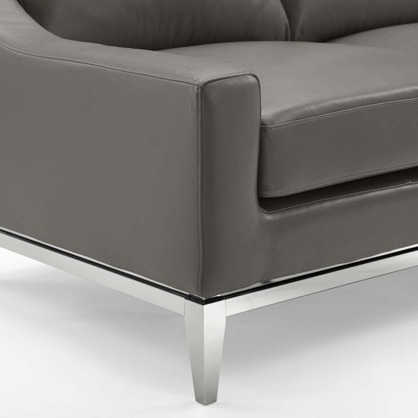 Modway Harness 83.5" Stainless Steel Base Leather Sofa by Modway ...