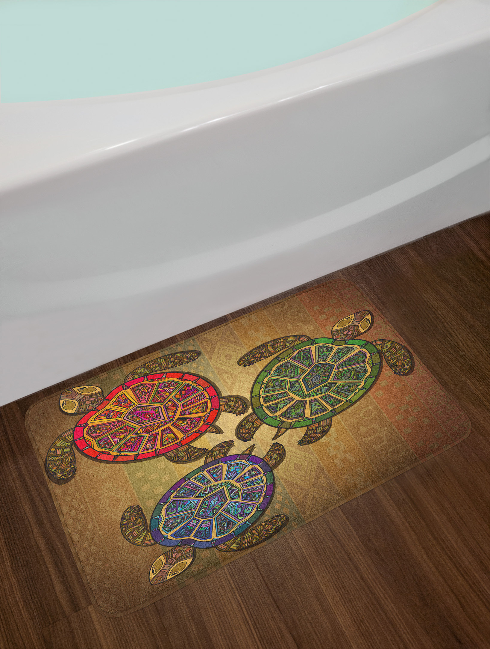East Urban Home Three Turtles Ethic Animals Geometric Vibrant Ocean ...