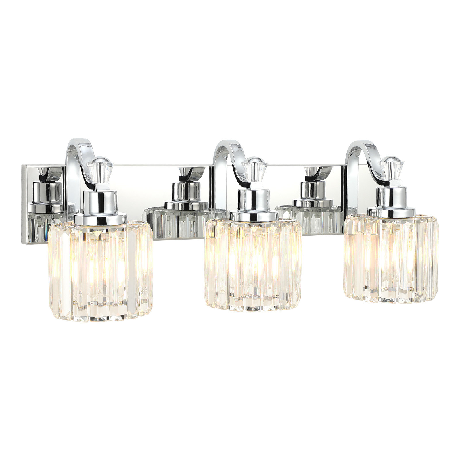 Mercer41 Modern Chrome Led Crystal Bathroom Vanity Lights Over Mirror ...