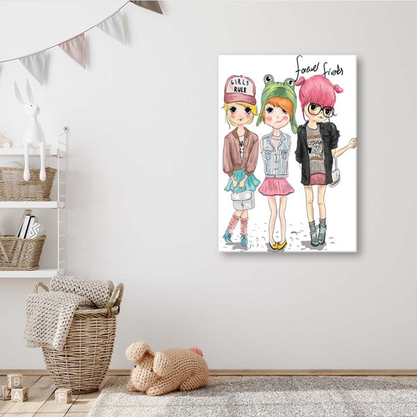 Happy Larry Friends girls canvas print | Wayfair.co.uk