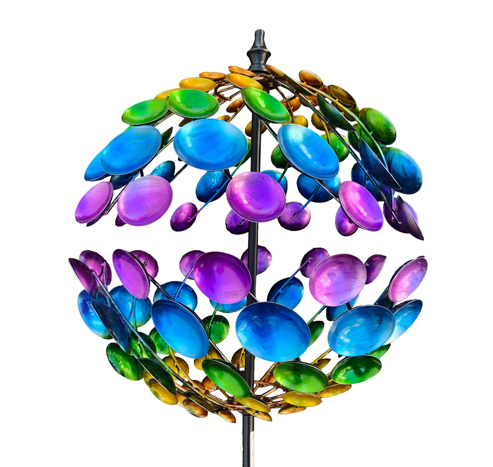Ebern Designs Kroh Colorful Sphere Kinetic Wind Spinner Garden Stake ...