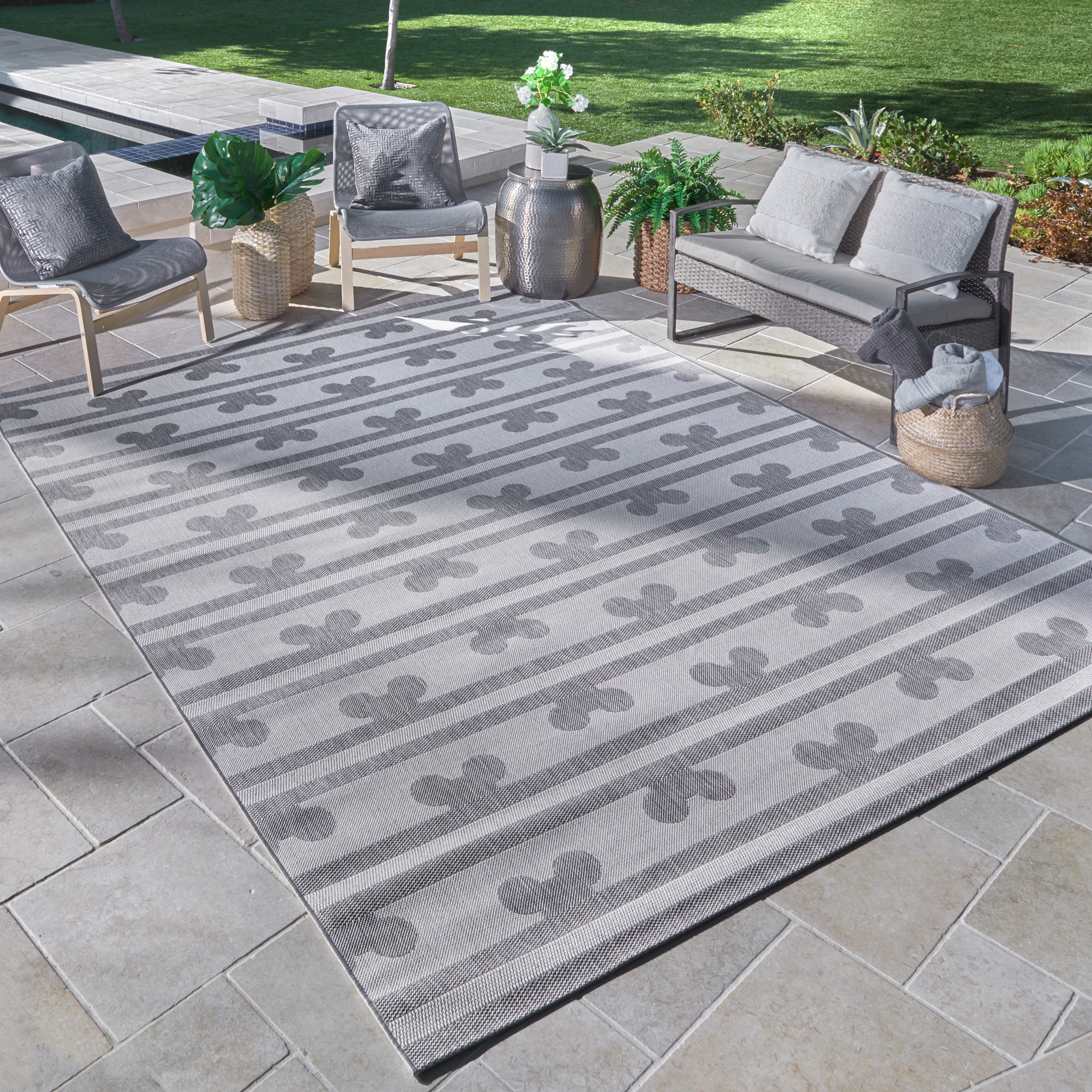 Disney by Gertmenian Mickey Mouse Flatweave Grey Indoor / Outdoor Area ...