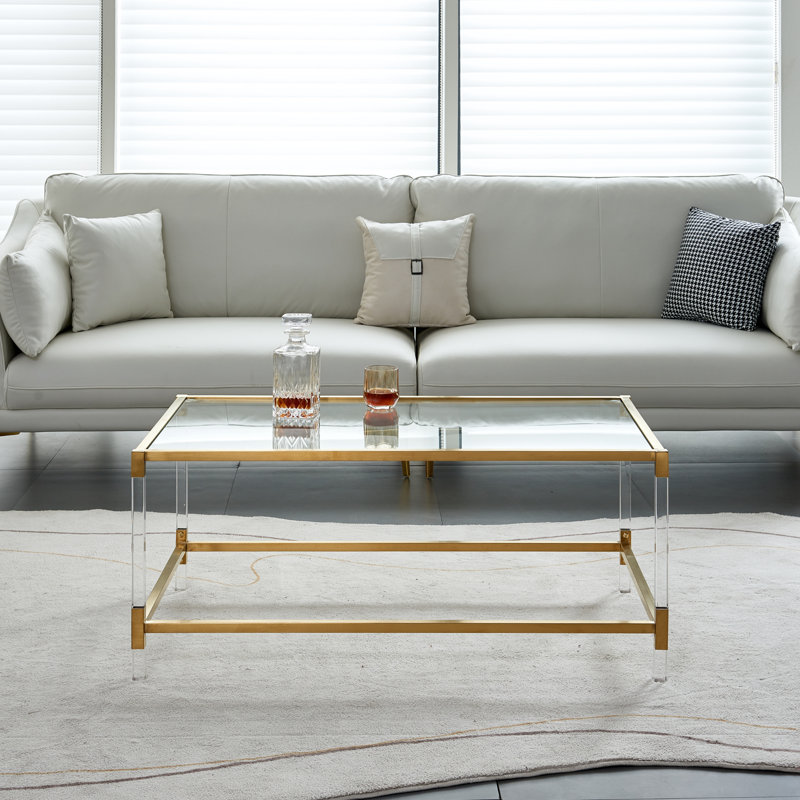 Everly Quinn Rectangle Acrylic Stainless Steel Coffee Table - Wayfair ...