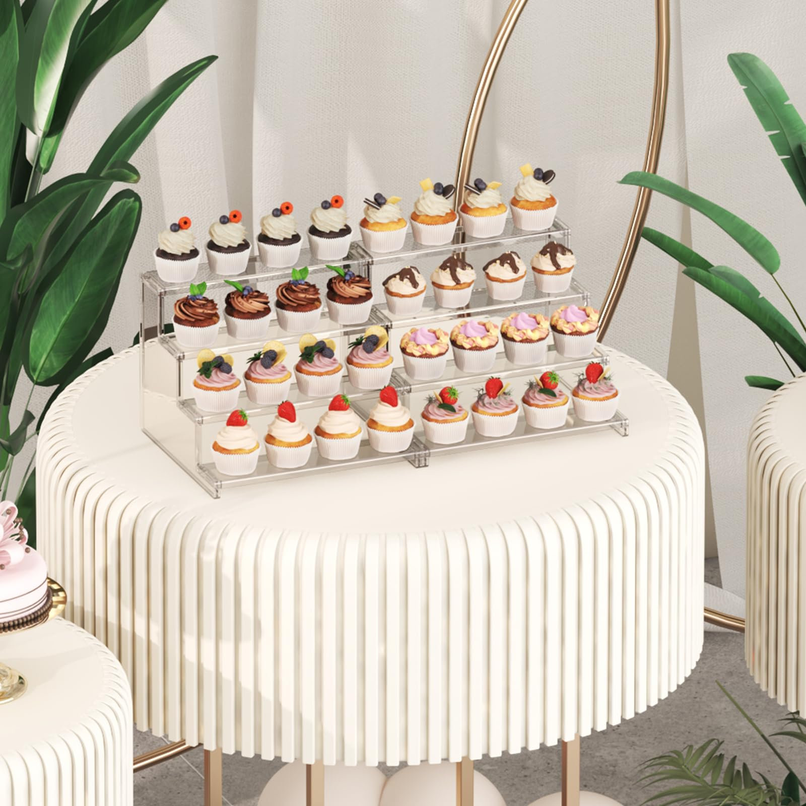 Orren Ellis 4 Tier Clear Cupcake Stand, Display Shelf For Cupcake | Wayfair