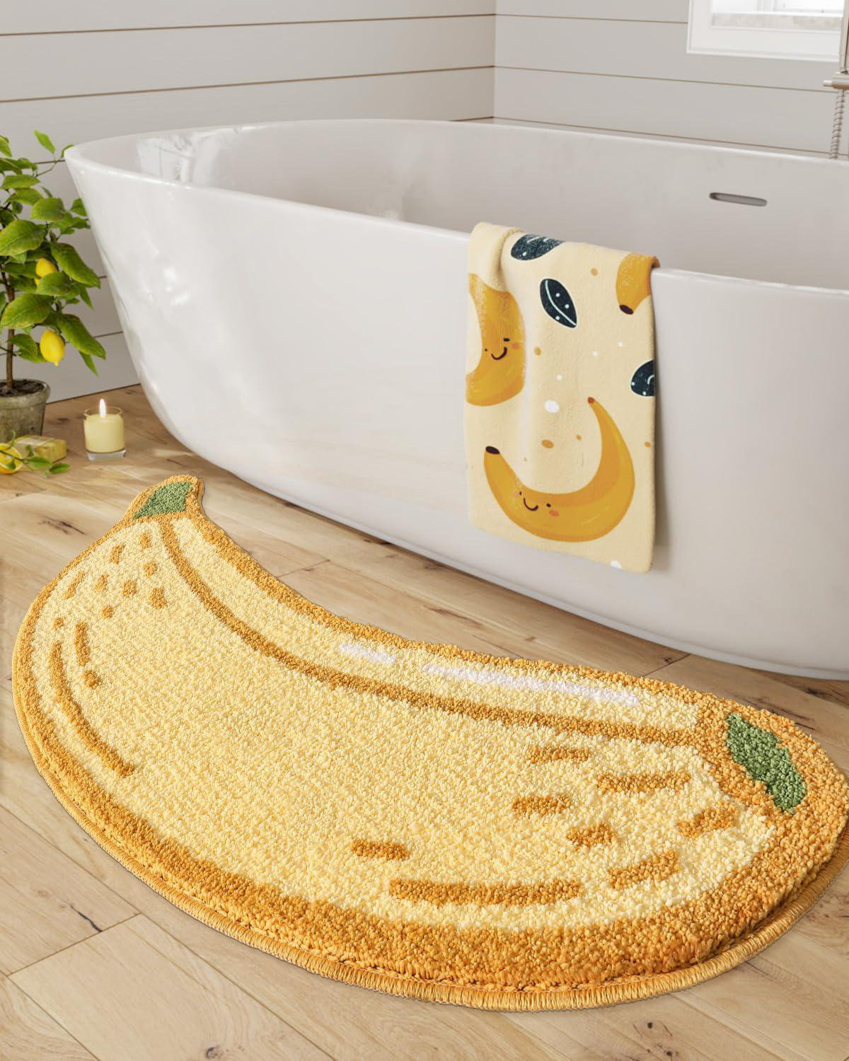 Red Barrel Studio® Cute Banana Rug, Soft, plush, and absorbent fruit ...