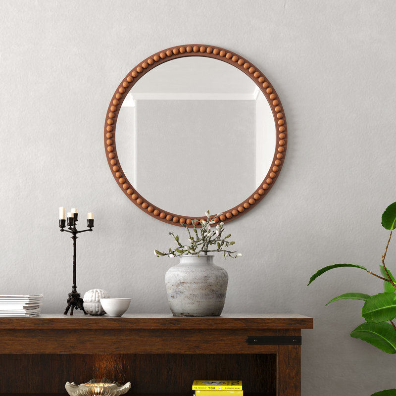 Bungalow Rose Joseba Round Wood Wall Mirror | Wayfair