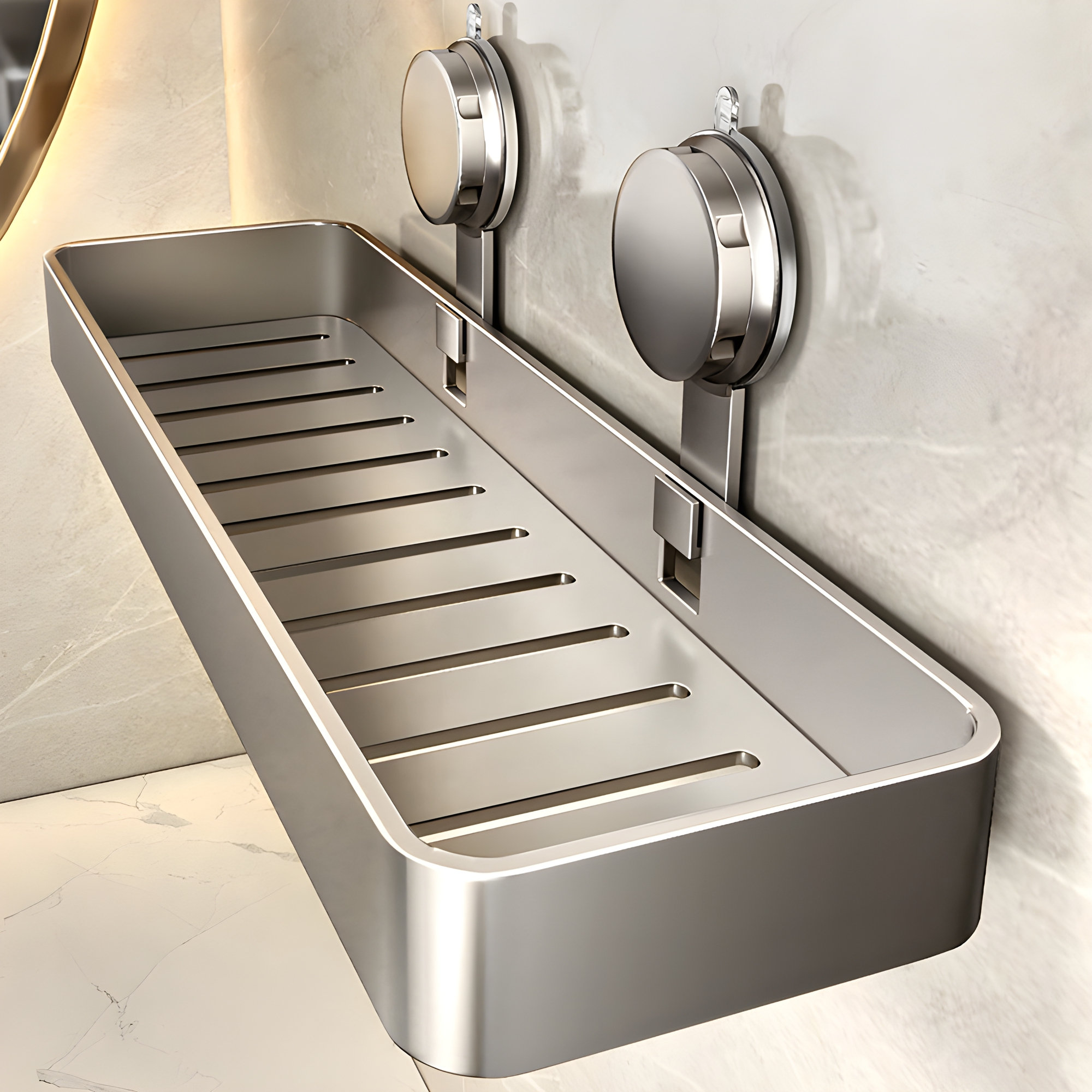 Hokku Designs Suction Cup Storage Rack, Non Perforated Bathroom Wall ...