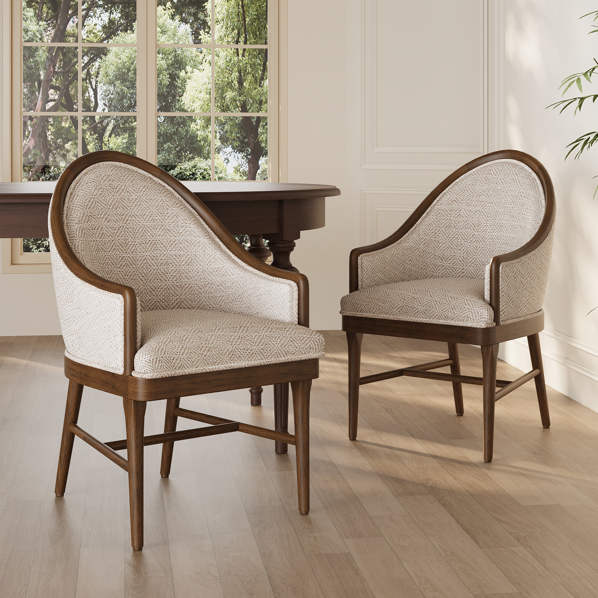 Corrigan Studio® Reuben Twill Upholstered Dining Chairs With Curved ...