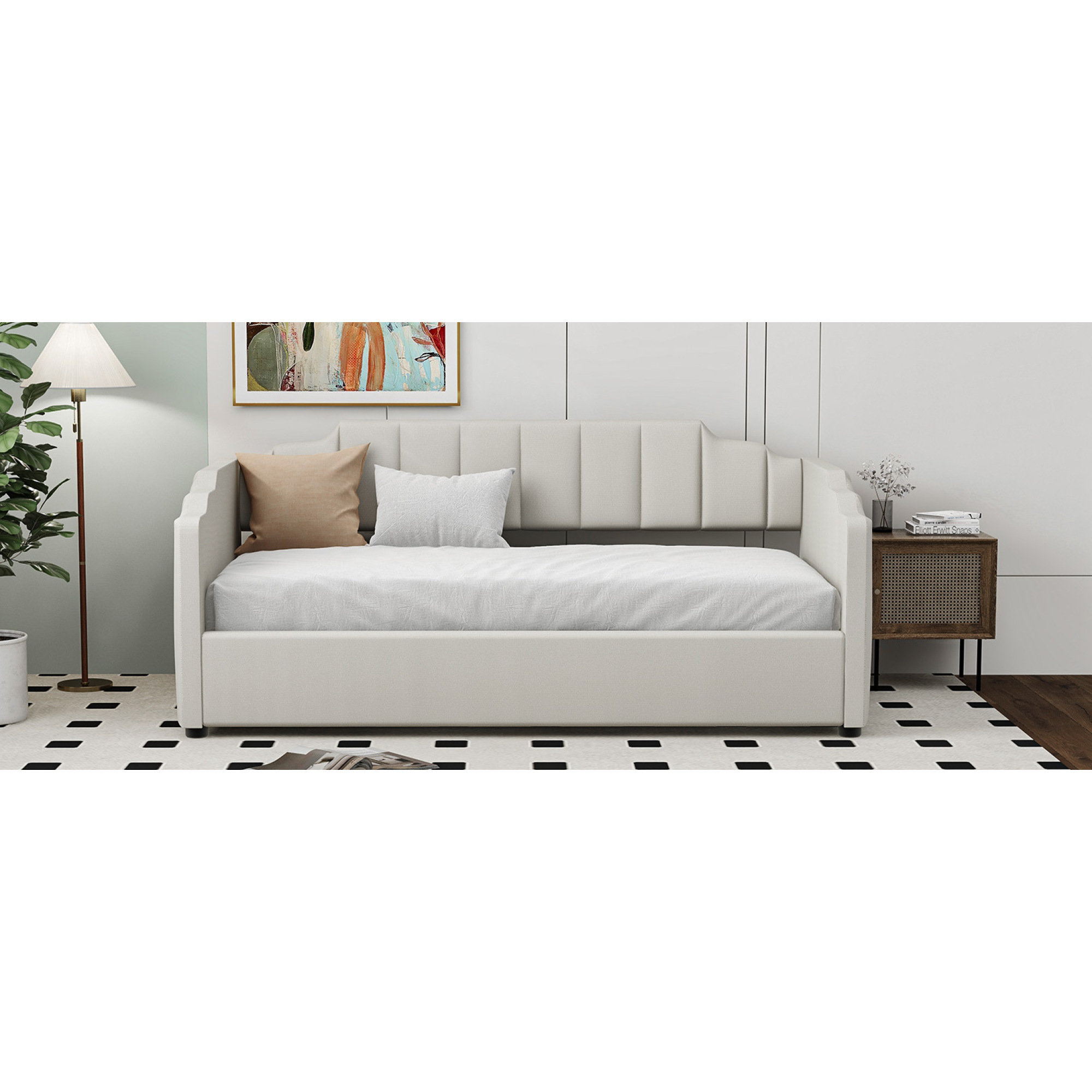Latitude Run® Versatile Storage Daybed Linen Upholstered For Modern ...