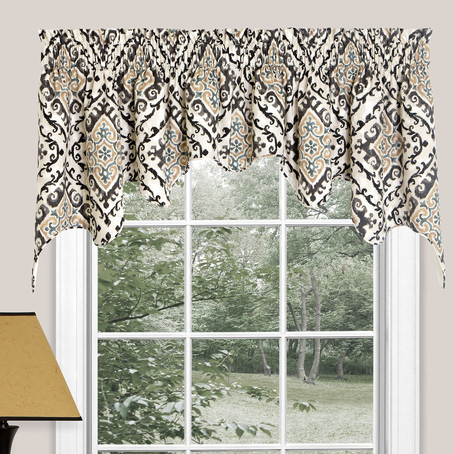 thomasville at home Bangla Damask Cotton 100'' W Window Valance in ...