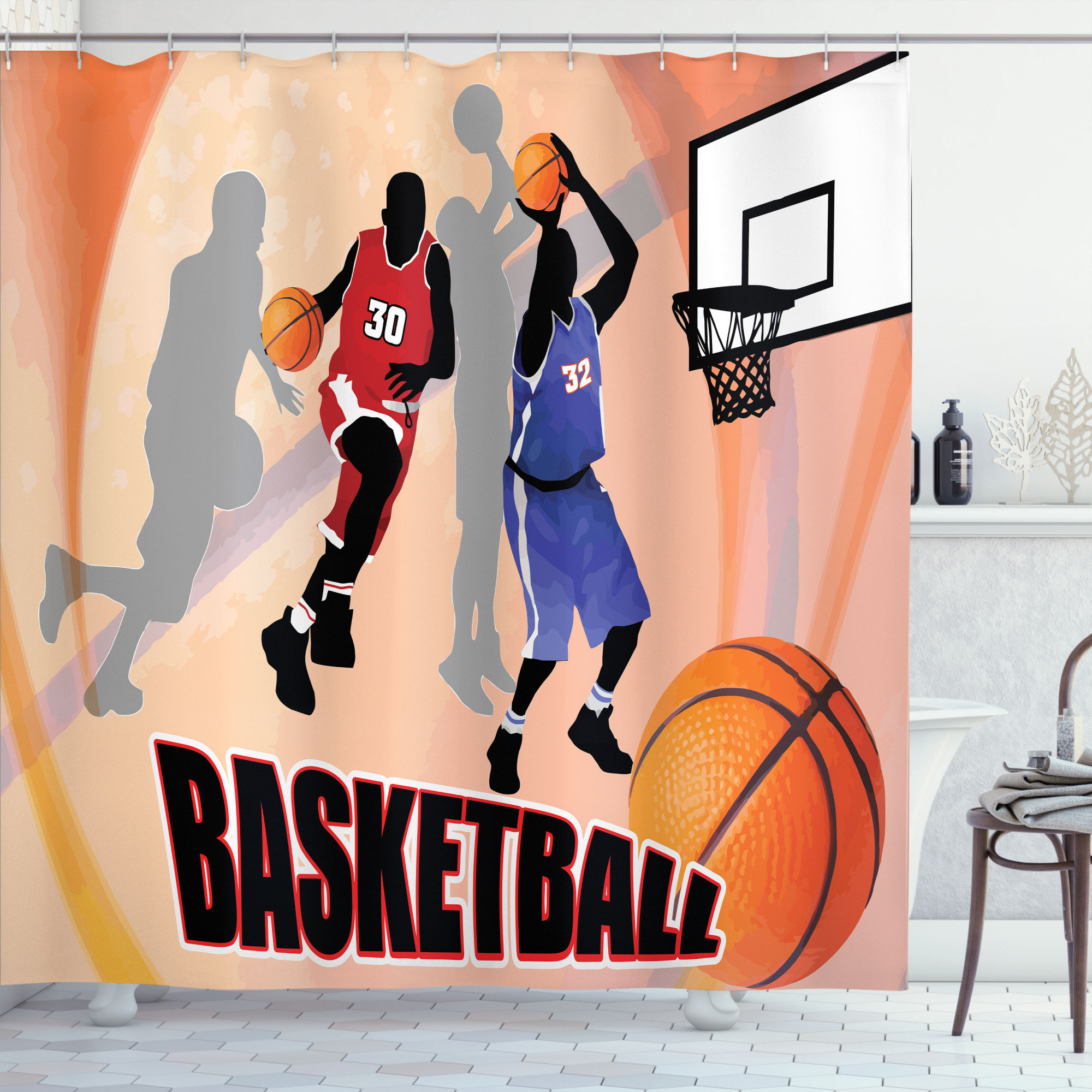 Ambesonne Basketball Shower Curtain Set + Hooks | Wayfair