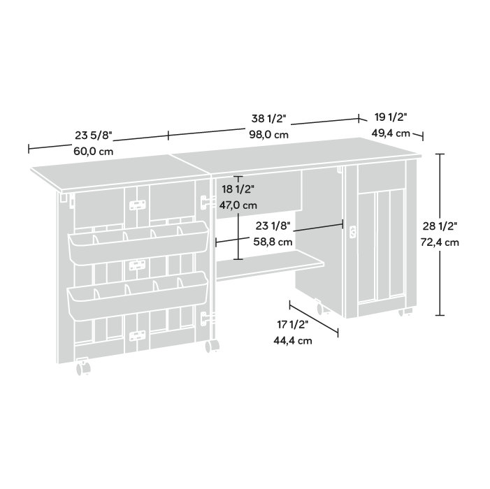 Sauder 40.079'' x 19.449'' Sewing Table with Wheels | Wayfair