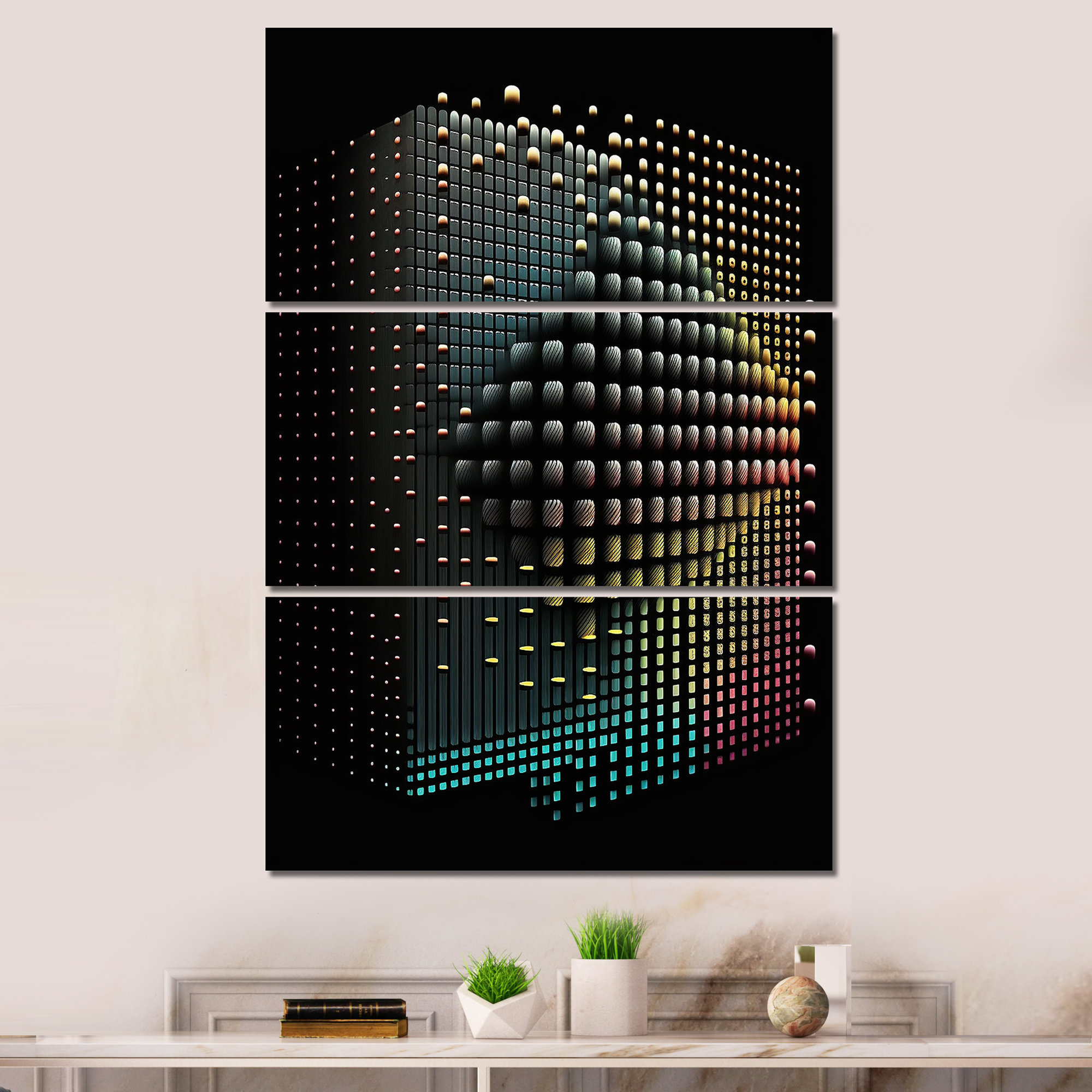 Hokku Designs Multidimensional Luminogram III - Modern Geometric Canvas ...
