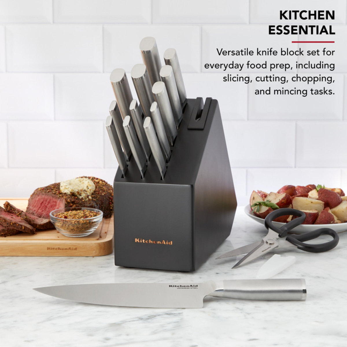 KitchenAid® Kitchenaid Gourmet Slim Meijer Knife Block Set, 15 Piece ...